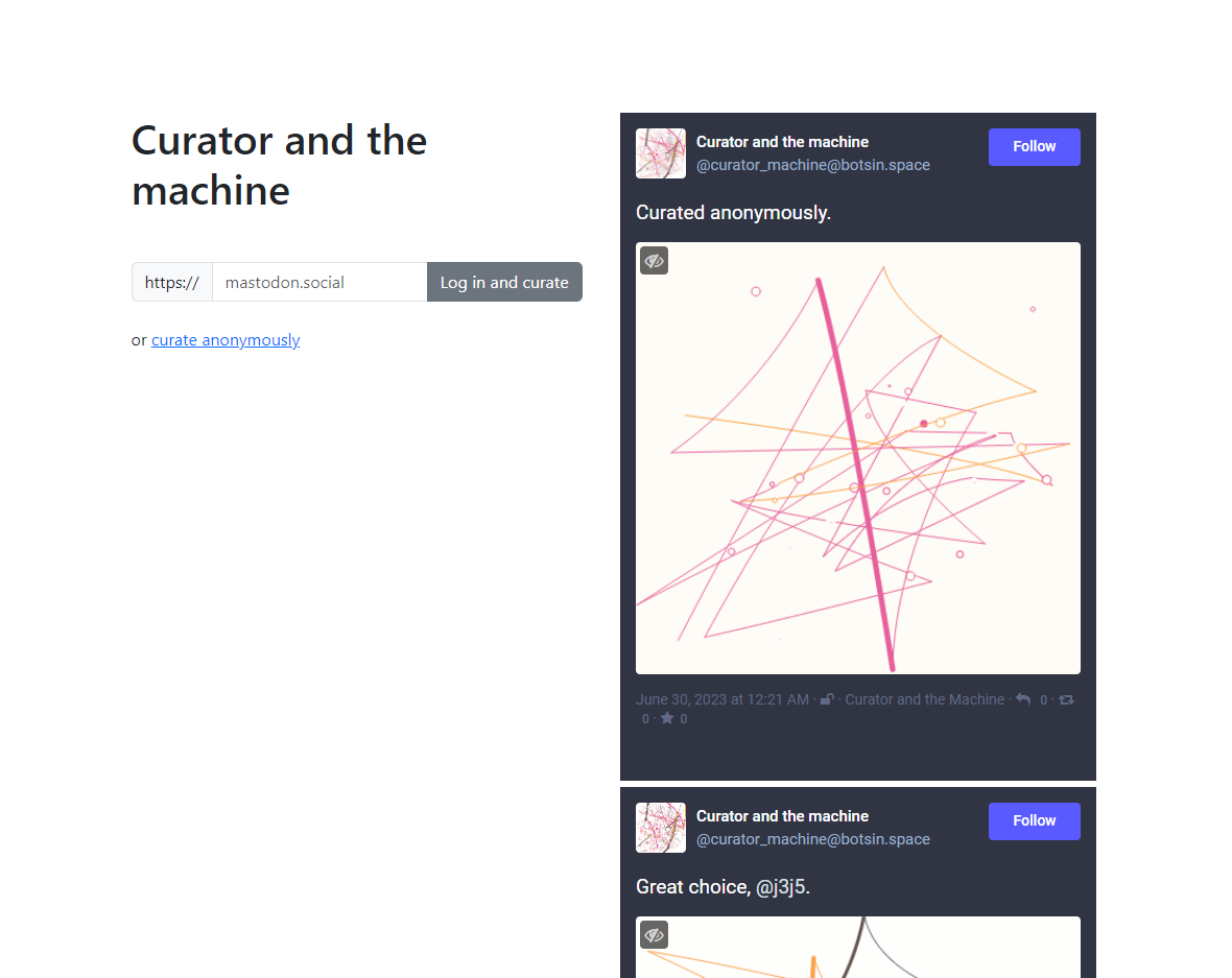 GitHub - stefanbohacek/curator-and-the-machine